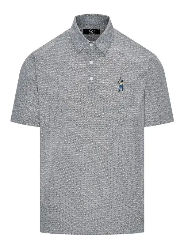 EASTSIDE GOLF Snap Placket Performance Golf Polo - Charcoal Grey Tweed