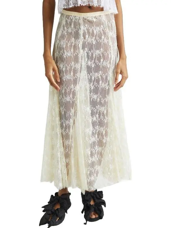 Collina Strada Pamela Sheer Lace Midi Skirt - Butter Yellow