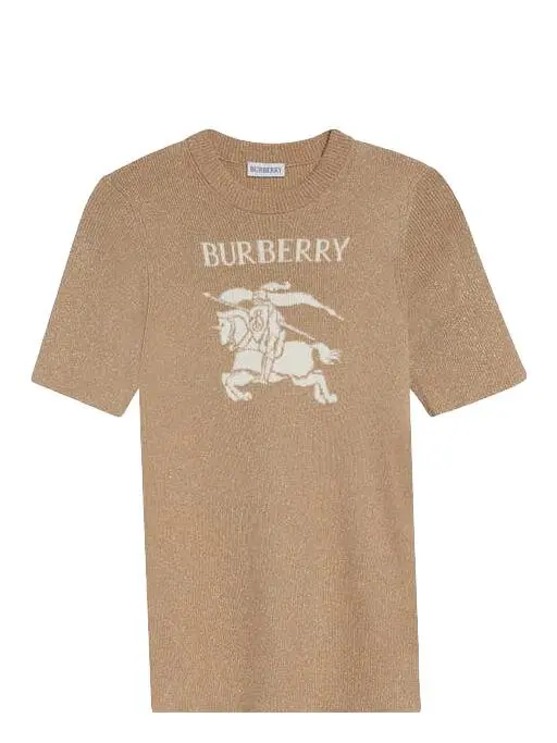 Burberry Sheila Ekd Logo Wool Blend Rib T-shirt - Archive Beige/gold