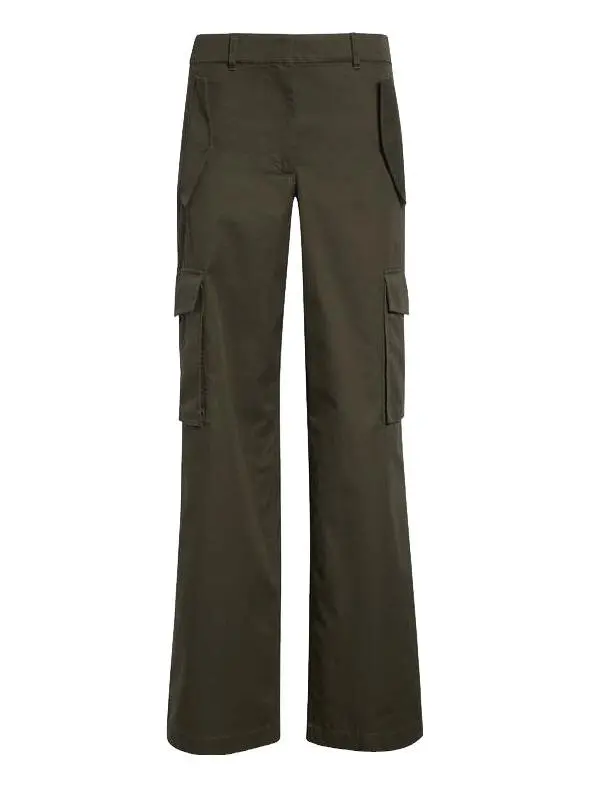 Burberry Check Trim Gabardine Cargo Trousers - Marrow Green