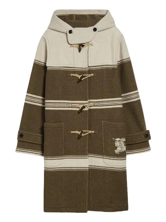 Burberry Evie Duffle Coat - Scout Green Ip Strpe