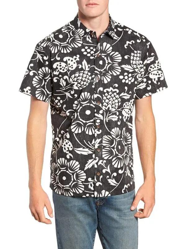 KAHALA Duke's Pareo Trim Fit Sport Shirt - Black