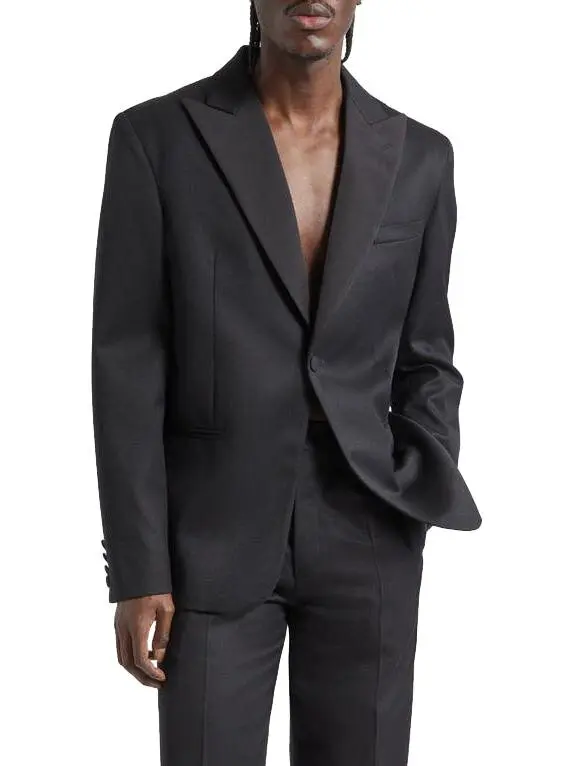 JW Anderson Peak Lapel Wool Tuxedo Jacket - Black