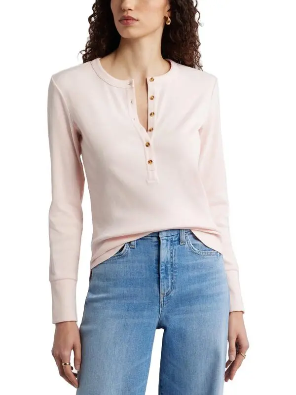 Caslon Rib Henley - Pink Fresco