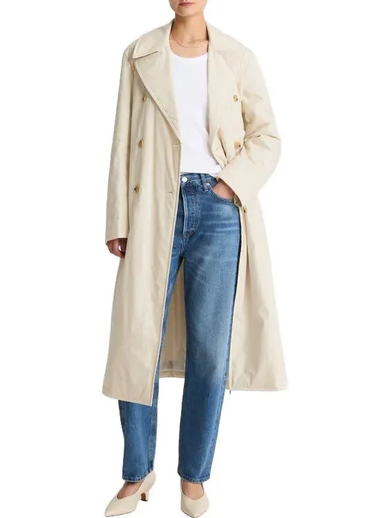 Vince Insulated Long Cotton Coat - White Tea