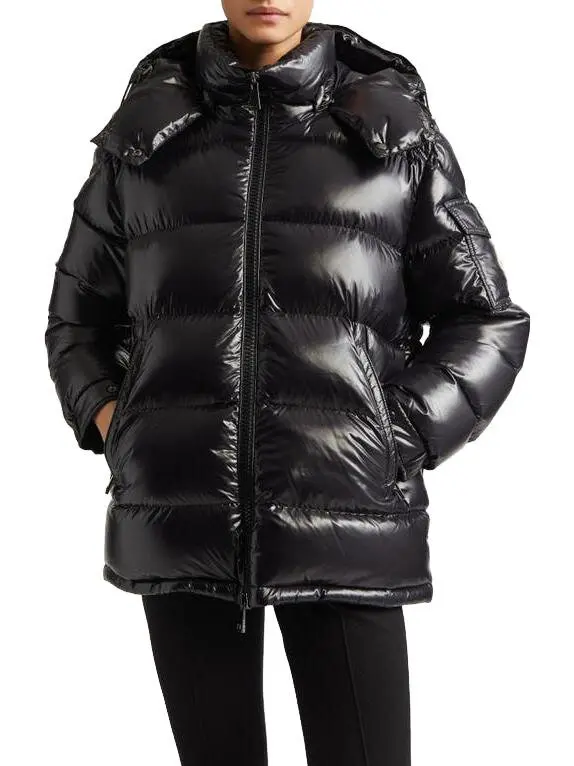 Moncler Maire Lacquered Nylon Down Puffer Jacket - Black