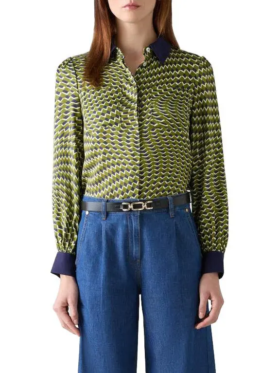 LK BENNETT Henri Printed Shirt - Green Multi