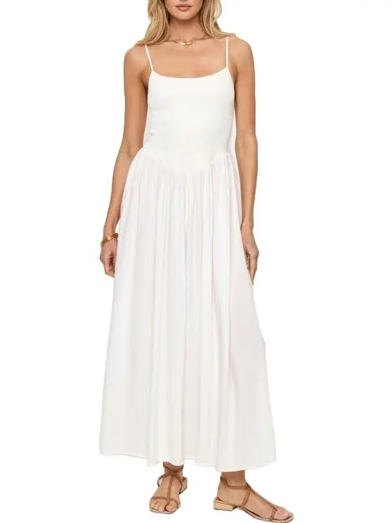 L*Space Cotton Maxi Cover-up Dress With Smocked Bodice - Cream