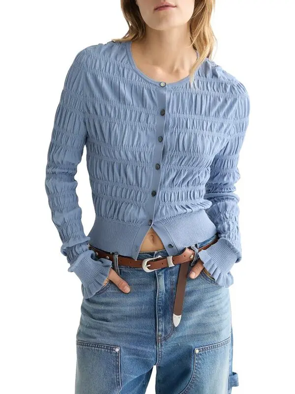 Scotch & Soda Smocked Crewneck Cardigan - Infinity