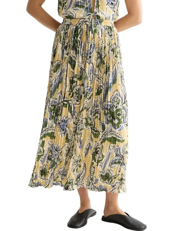 Scotch & Soda Pleated Midi Skirt - Lucky Bandana Multi Parsnip