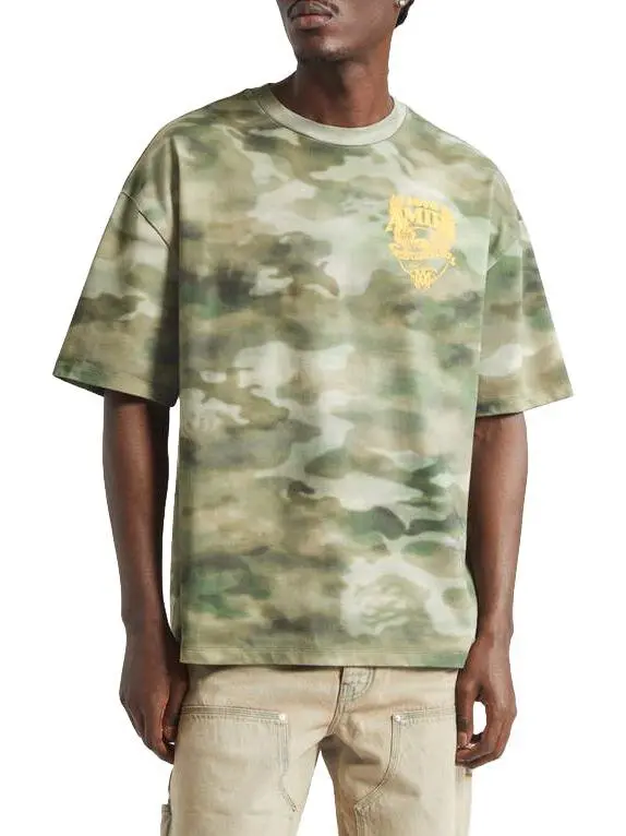 Amiri Eagle Blurred Oversize Graphic T-shirt - Camo