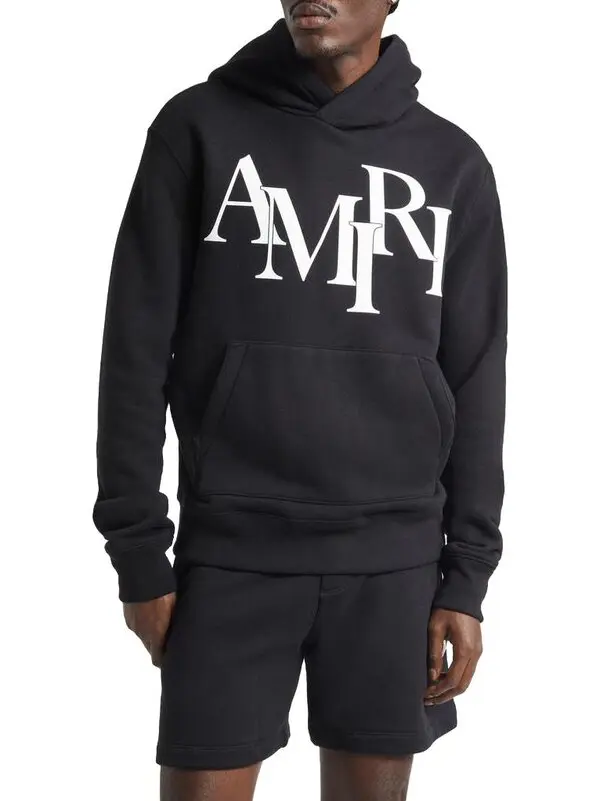 Amiri Staggered Logo Graphic Hoodie - Black