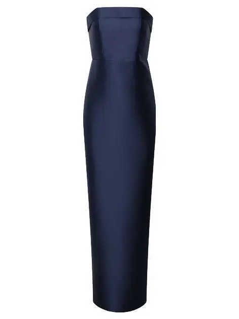 Theia Gaia Strapless Column Gown - Navy