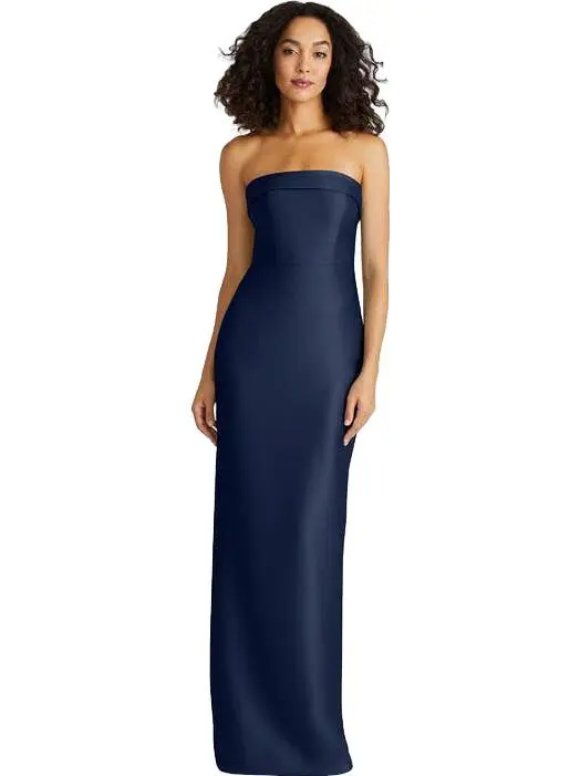 Theia Gaia Strapless Column Gown - Navy