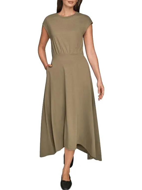 Donna Karan New York Cap Sleeve Maxi Dress - Khaki Green
