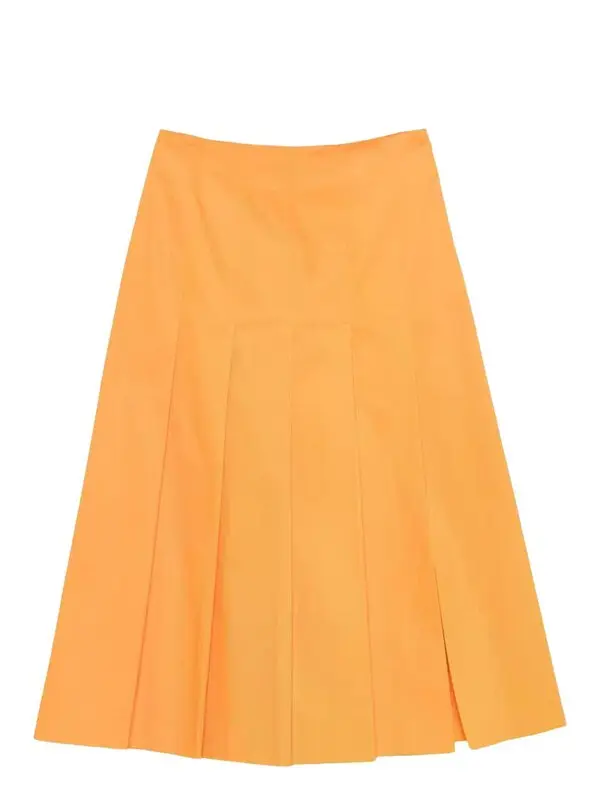 DRHOPE Pleated Slit Skirt - Orange