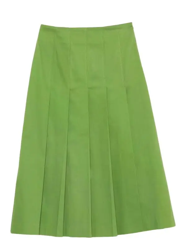 DRHOPE Pleated A-line Skirt - Green