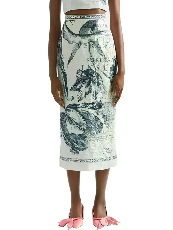 Erdem Floral-print Midi Skirt - White