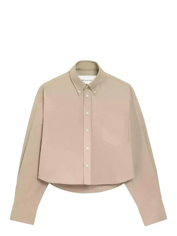 Ami De Coeur Embossed Cropped Shirt - Neutrals