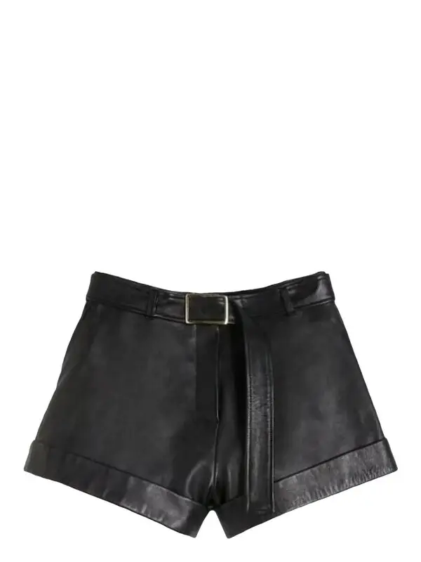 Sportmax Belted Leather Shorts - Black