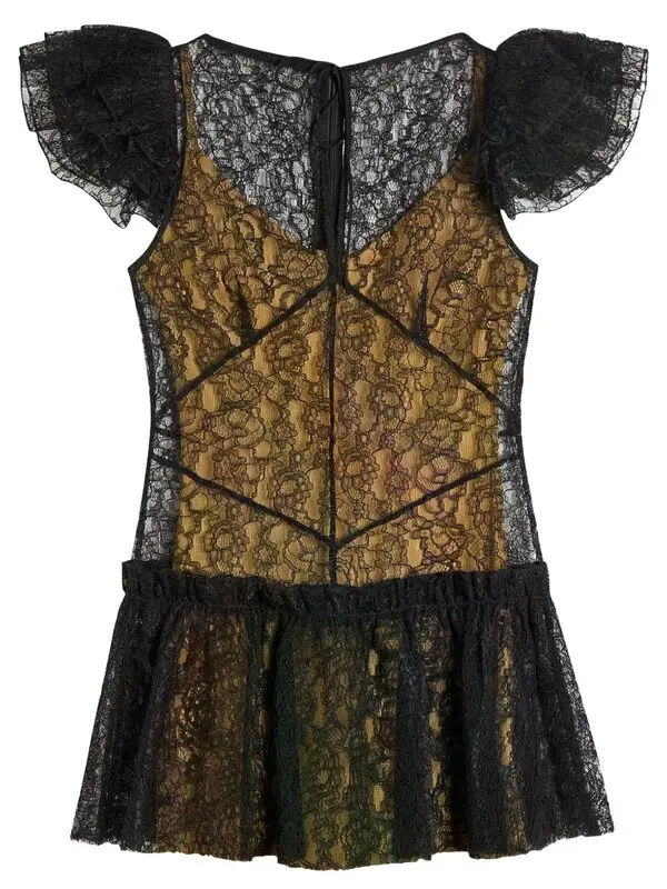 DE LA VALI Nephele Lace-overlay Mini Dress - Black