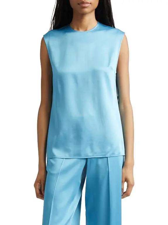 Stella McCartney Sleeveless Crepe Back Satin Top - Steel Blue