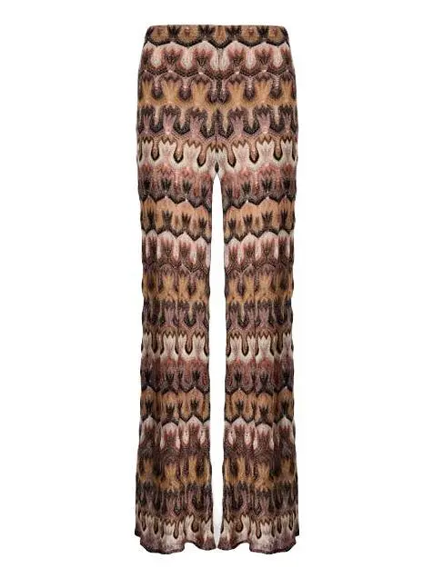 Missoni Viscose Lamé Arabesque Motif Palazzo Pants - Tan