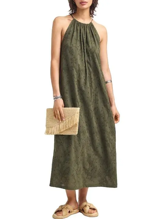 Vitamin A® Alora Embroidered Maxi Dress - Olive