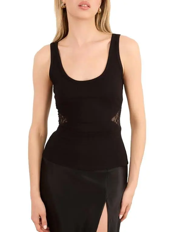 Cami Nyc Miray Lace Inset Rib Tank - Black
