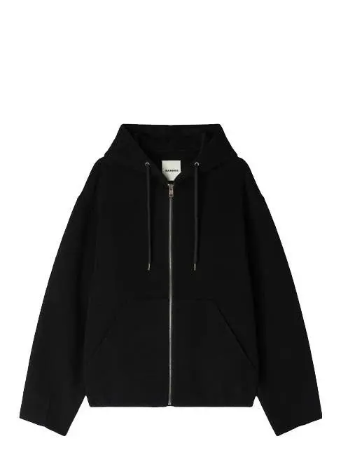 Sandro Hooded Zip-up Wool Jacket - Black
