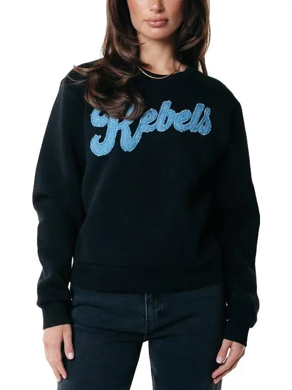 COLOURFUL REBEL Denim Patch Relaxed Sweatshirt - Black