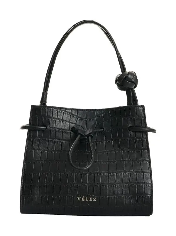 VELEZ Full Grain Leather Crossbody Bag - Black
