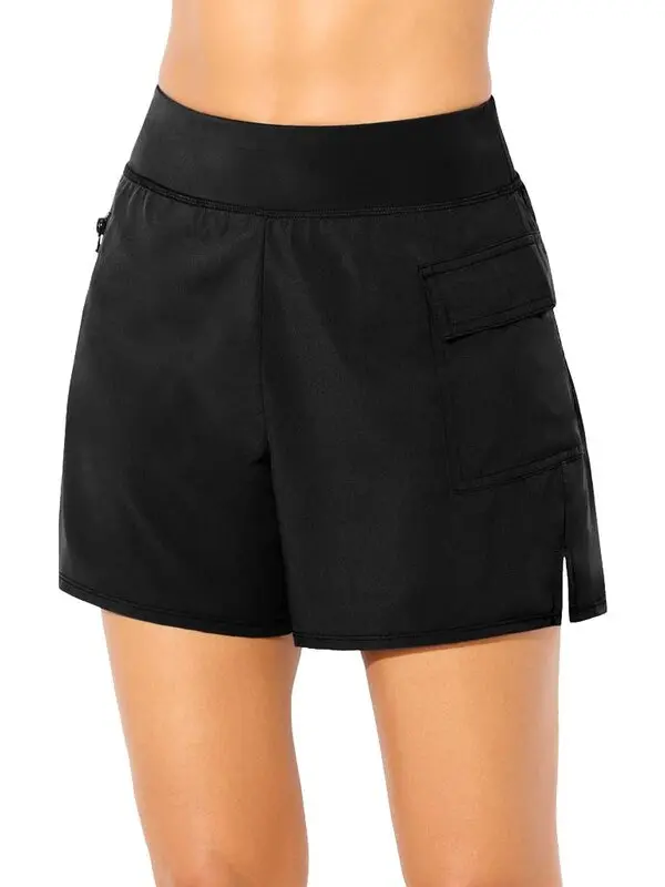 SWIMSUITS FOR ALL Quick-dry Cargo Swim Short - Black