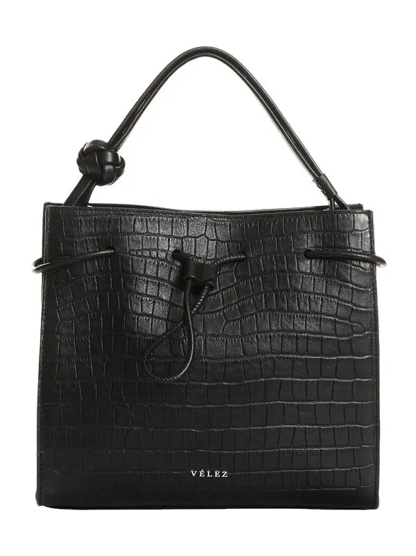 VELEZ Embossed Leather Bowling Bag - Black