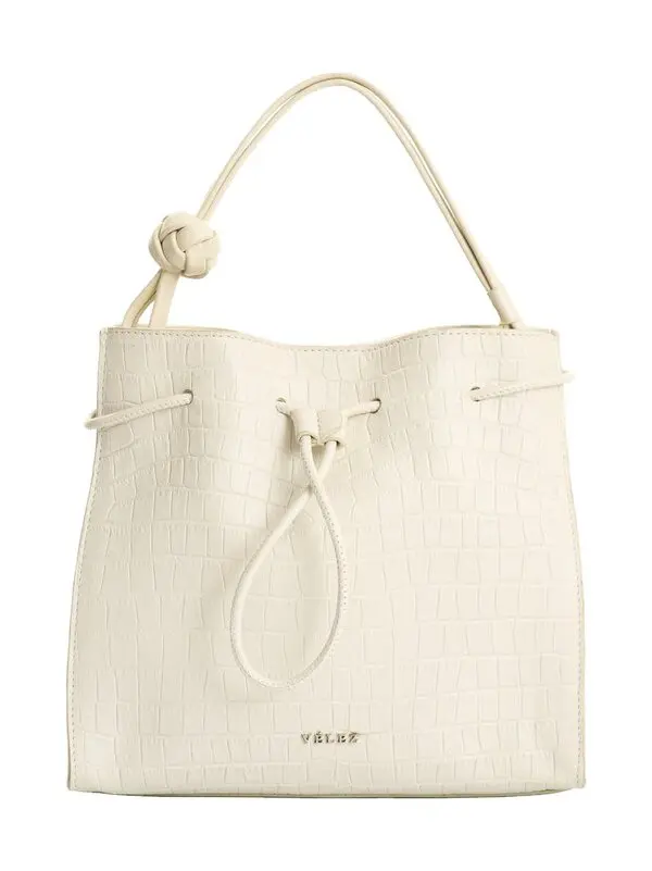VELEZ Embossed Leather Bowling Bag - White