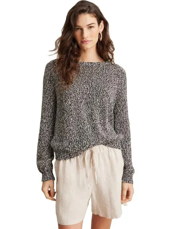 Nordstrom Crewneck Raglan Sweater - Black- Beige Marl