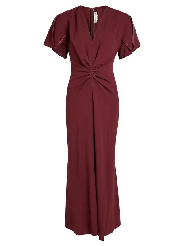Victoria Beckham Eve Gathered Crepe Midi Dress - Red