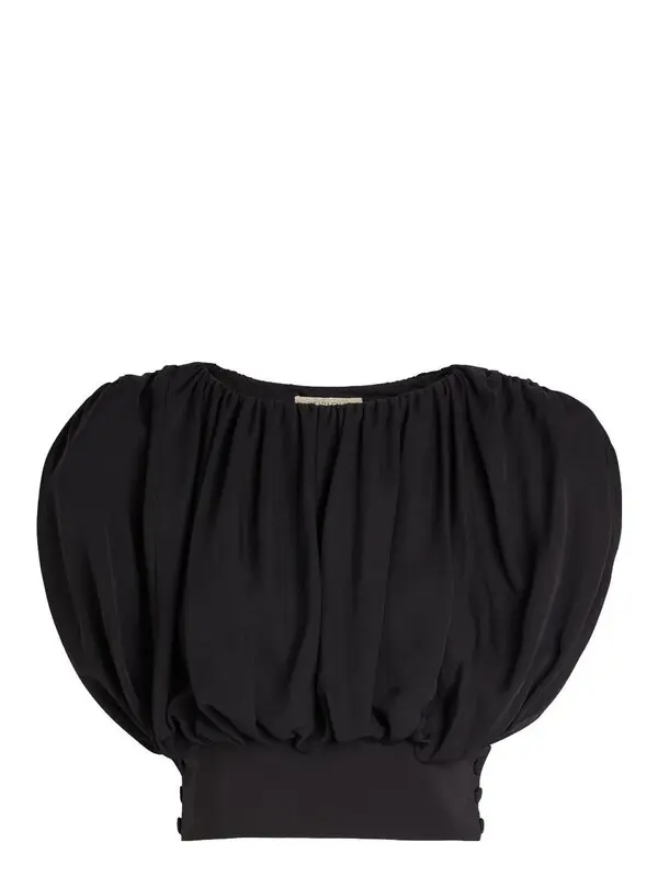 HEIRLOME Draped Silk Crop Top - Black