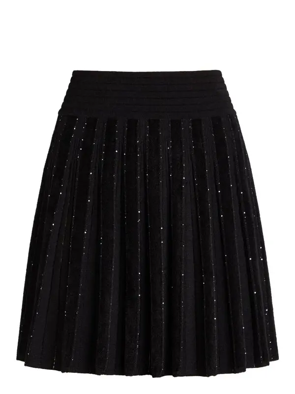 Balmain Sequin-embellished Stretch-knit Mini Skirt - Black And Silver