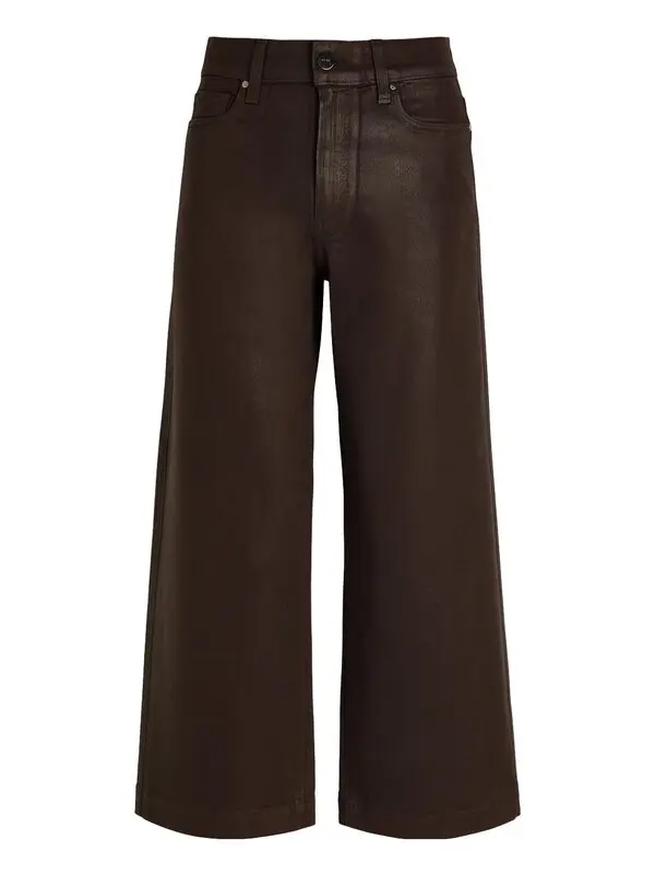 Paige Anessa Coated Wide-leg Jeans - Brown