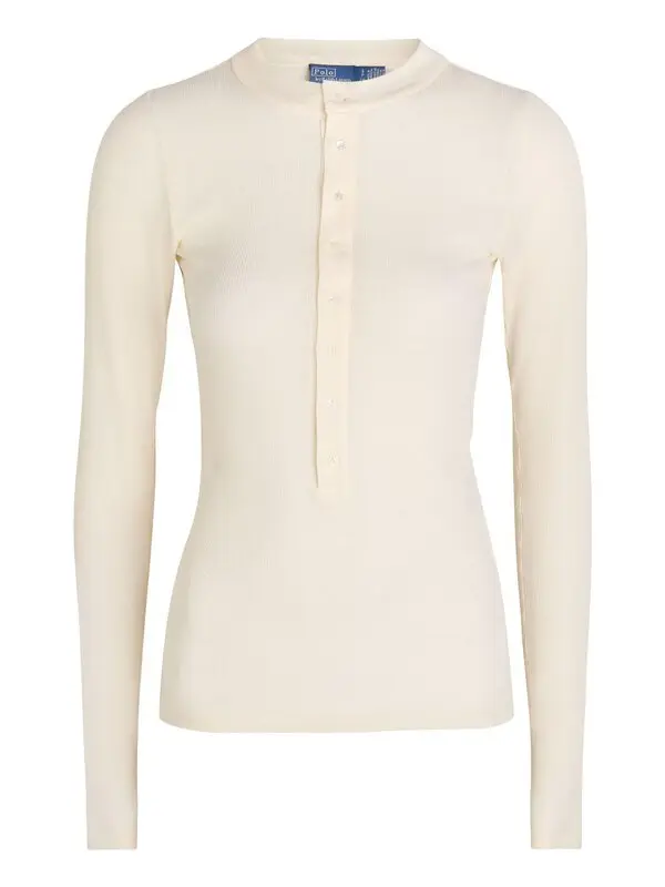 Polo Ralph Lauren Ribbed Cotton Top - Off White