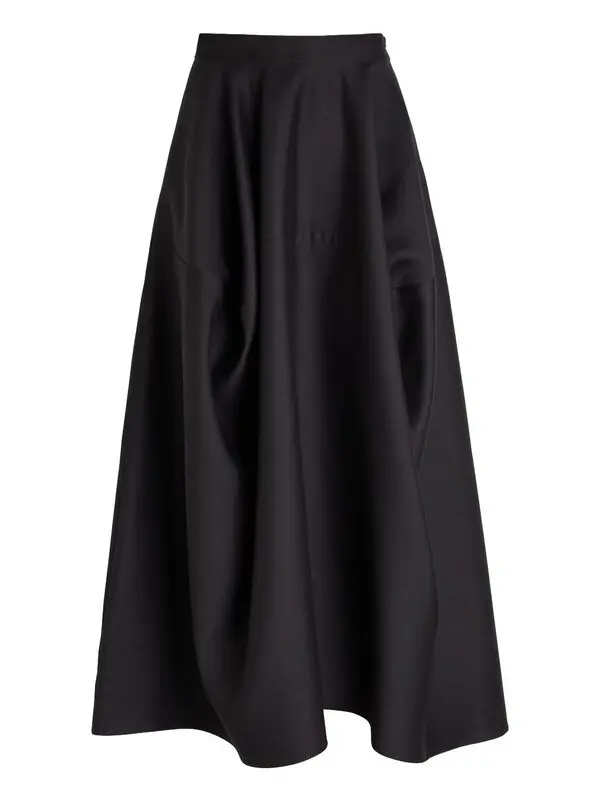 HEIRLOME Draped Wool-blend Midi Skirt - Black
