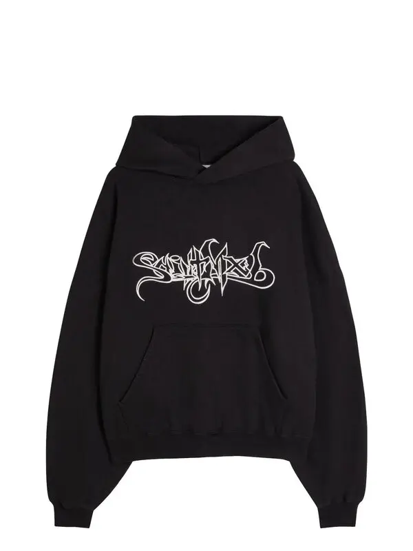 SAINT MXXXXXX Embroidered Hooded Sweatshirt - Black