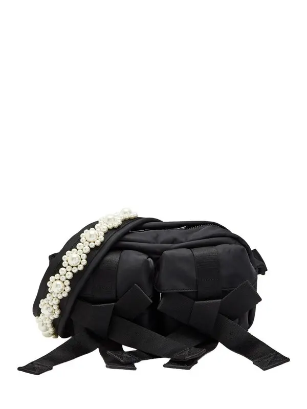 Simone Rocha Bow And Bead-embellished Cross-body Bag - Black