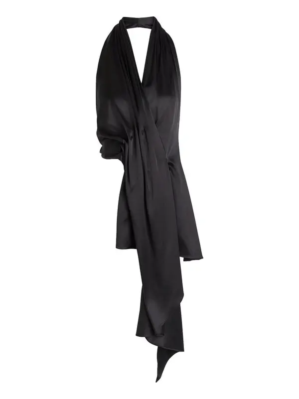 HEIRLOME Draped Halterneck Silk Top - Black