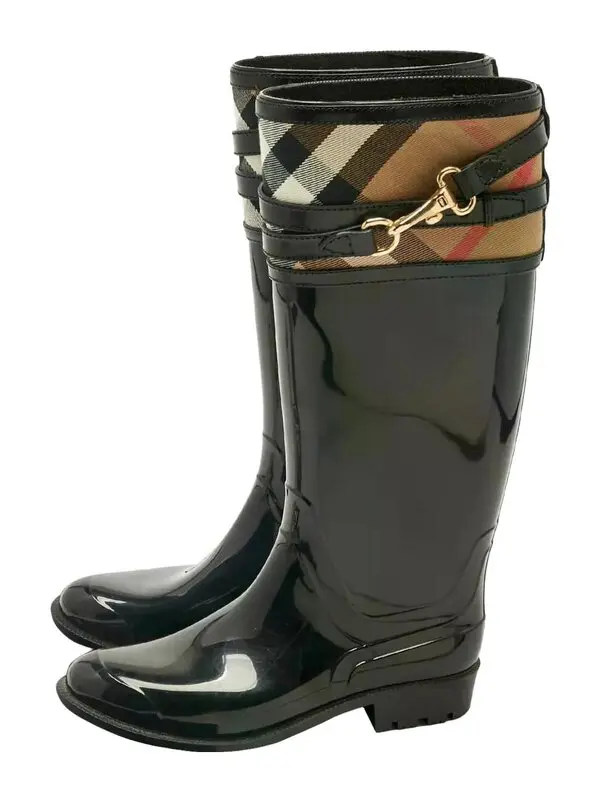 Burberry House Check Buckle Boots - Black