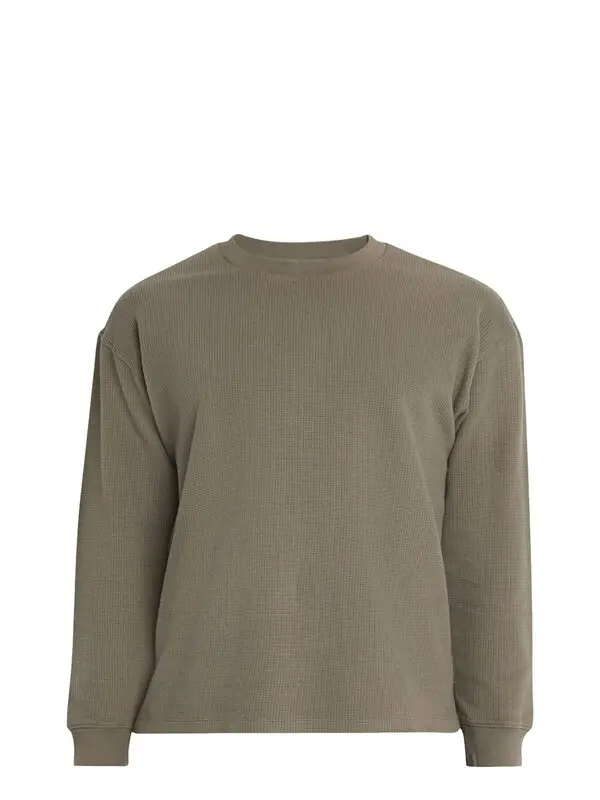 FRAME Cotton Waffle Textured Long-sleeve T-shirt - Smoky Green