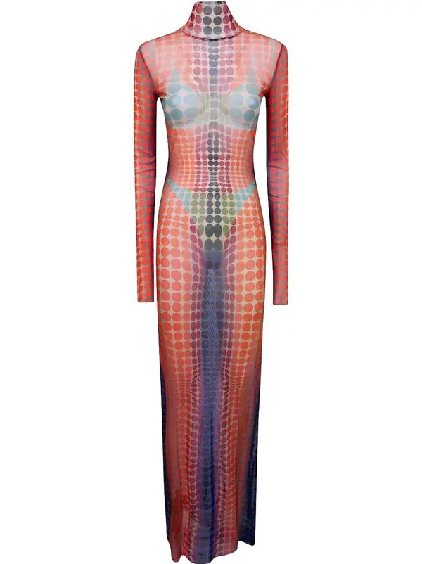 Jean Paul Gaultier Polka-dot Maxi Dress - Orange