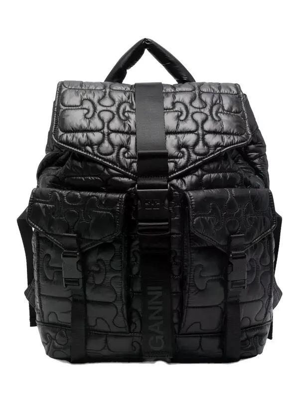 GANNI Quilted Buckle Backpack - Black