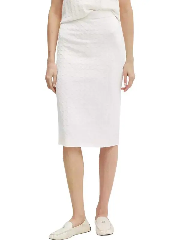 Armani Exchange Textured Knit Midi Skirt - White